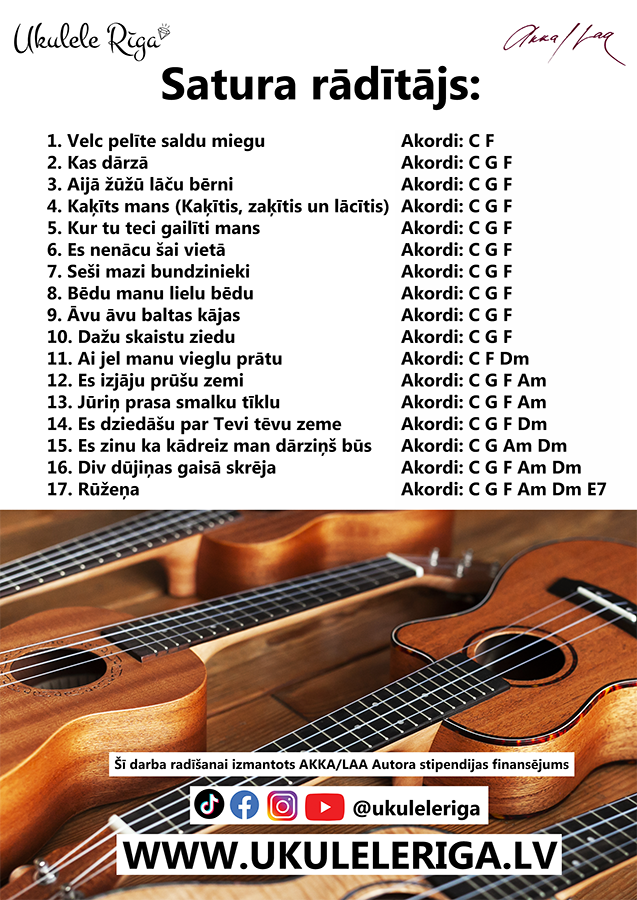 PDF Dziesmu grāmata 17 LATVIEŠU DZIESMAS UKULELEI – UKULELERIGALV